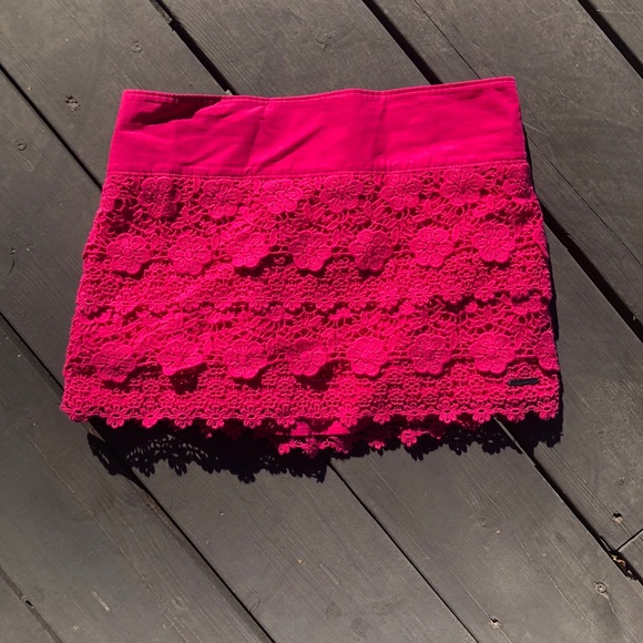 Abercrombie & Fitch | Skirts | Af Hot Pink Lace Skirt | Poshmark